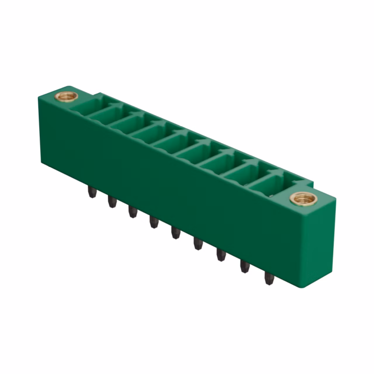 3.81mm Pitch Eurostyle Vertical PCB Header, with Threaded Retention Inserts, Green Housing, 9 Circuits for sale