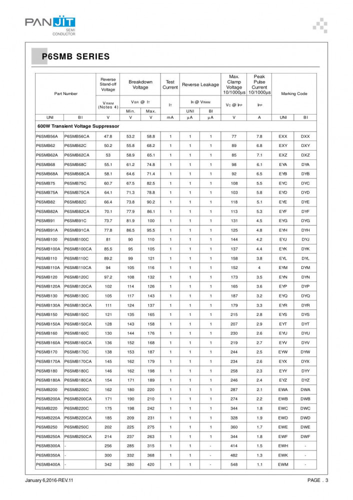 PANJIT P6SMB series datasheet page 3