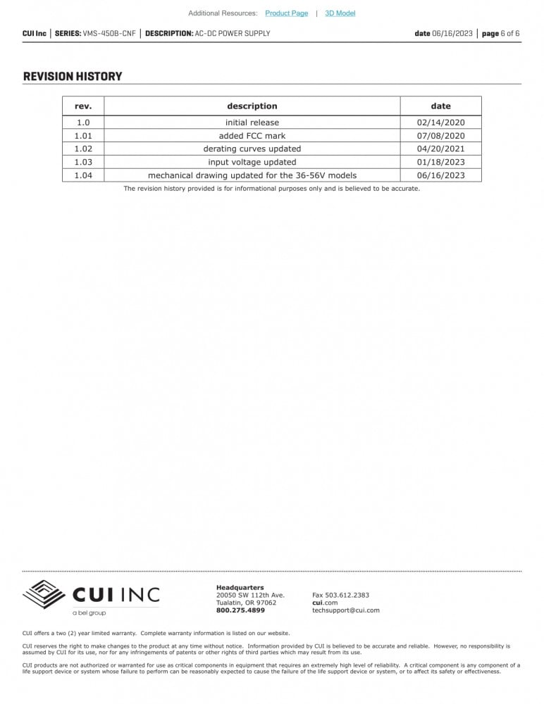 VMS-450B-CNF datasheet page 6