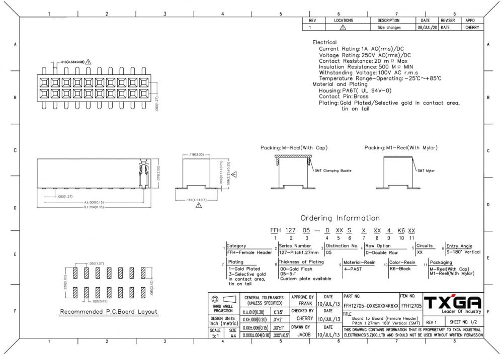 TXGA FFH12705 technical document page 1