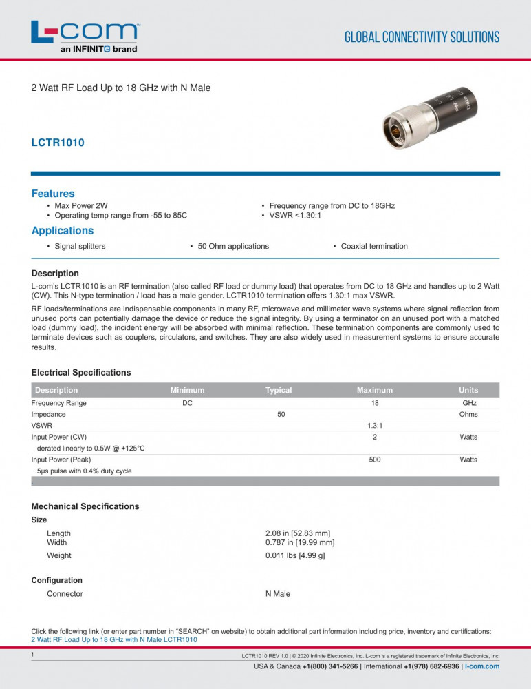 LCTR1010 datasheet page 1