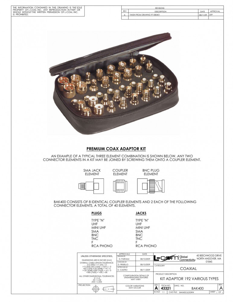 L-com BAK400 technical drawing preview