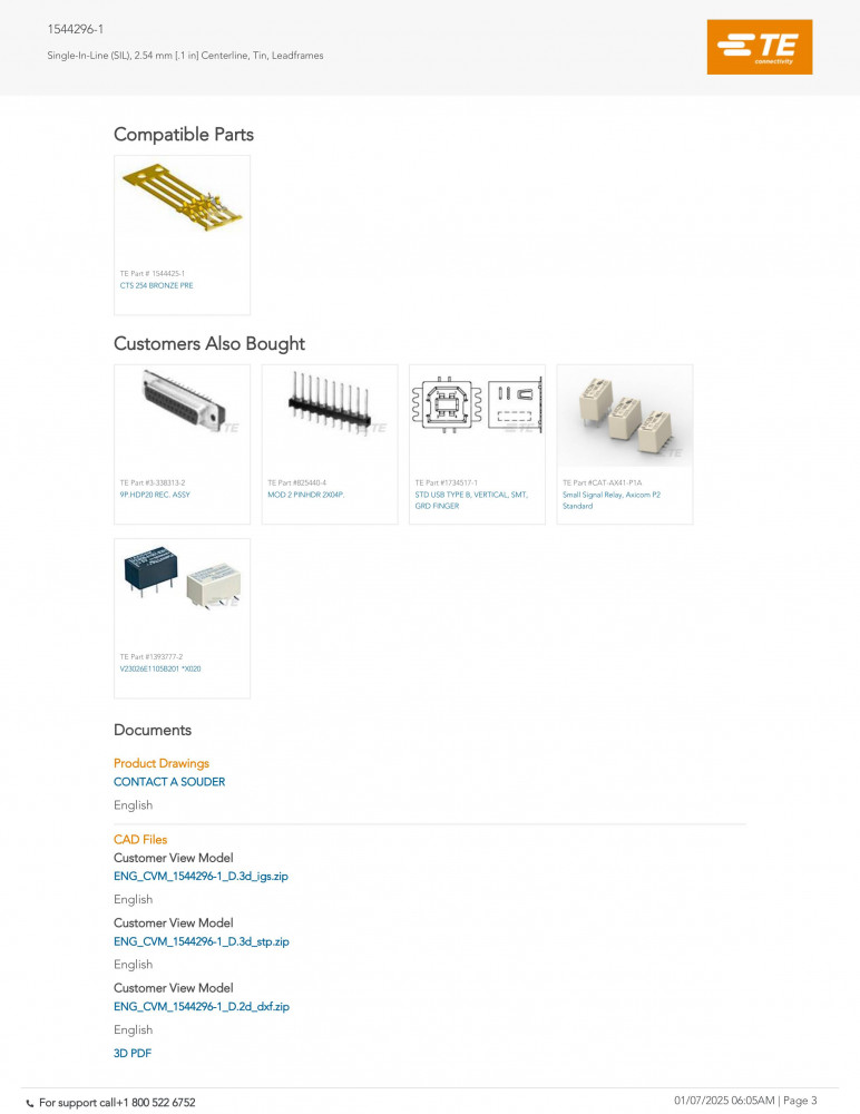 TE Connectivity 1544296-1 technical document page 3