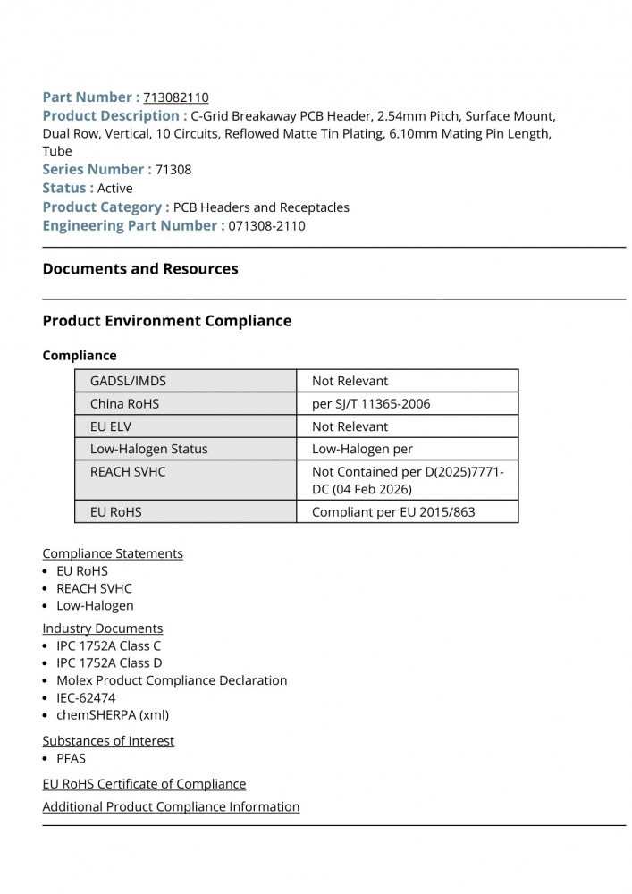 713082110 product document image, page 1