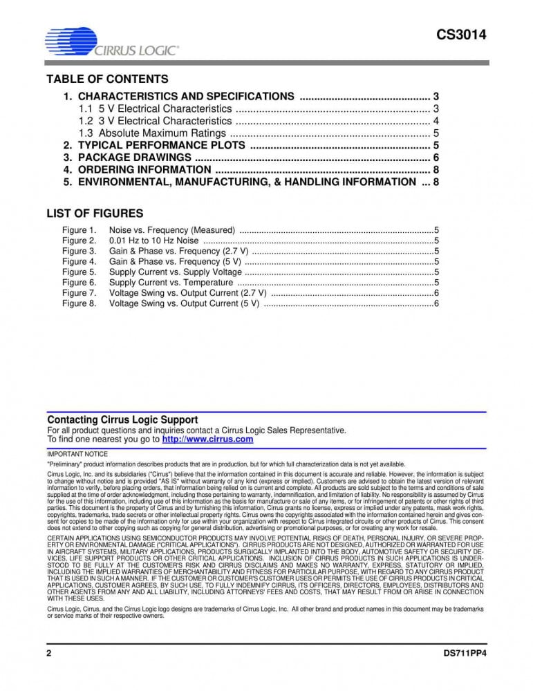CS3014-FSR datasheet page 2