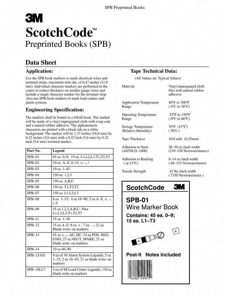 3M ScotchCode SPB technical document page 1