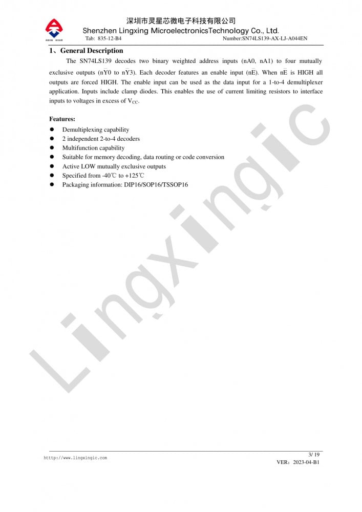 SN74LS139N(LX) datasheet page 3