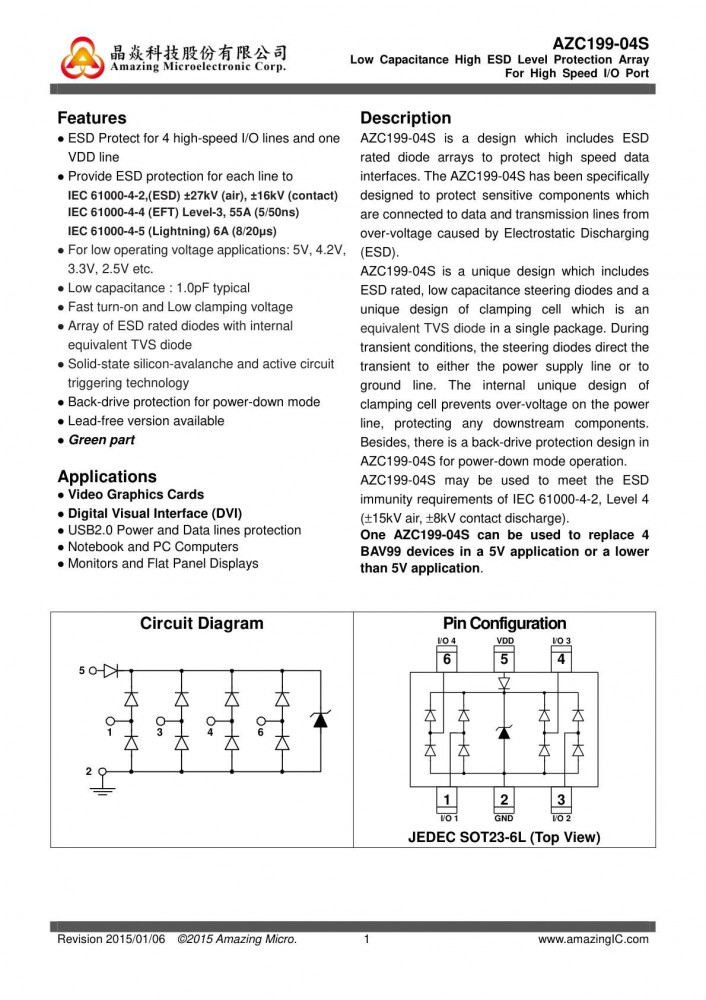 AZC199-04S datasheet page 1
