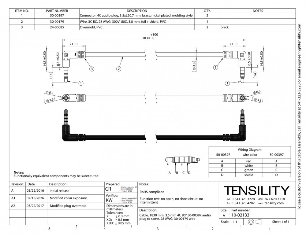 Technical drawing for Tensility International model 10-02133