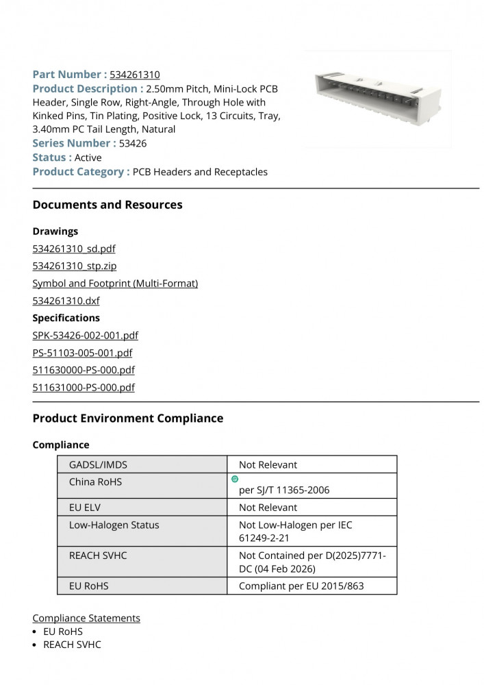 MOLEX 534261310 technical document image 1