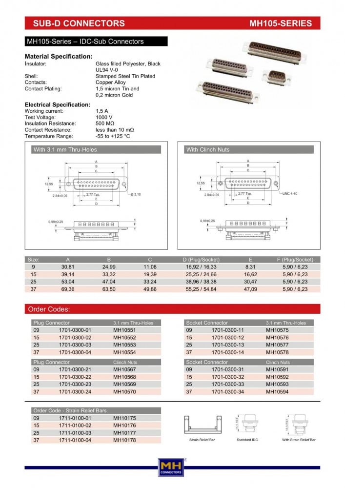 MH105-Series IDC-Sub connector technical document