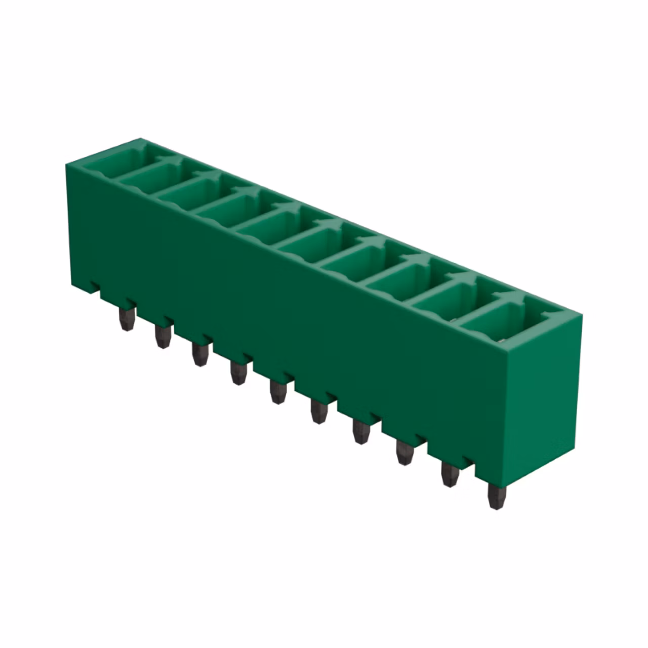 3.81mm Pitch Eurostyle Vertical PCB Header, Green Housing, 10 Circuits for sale