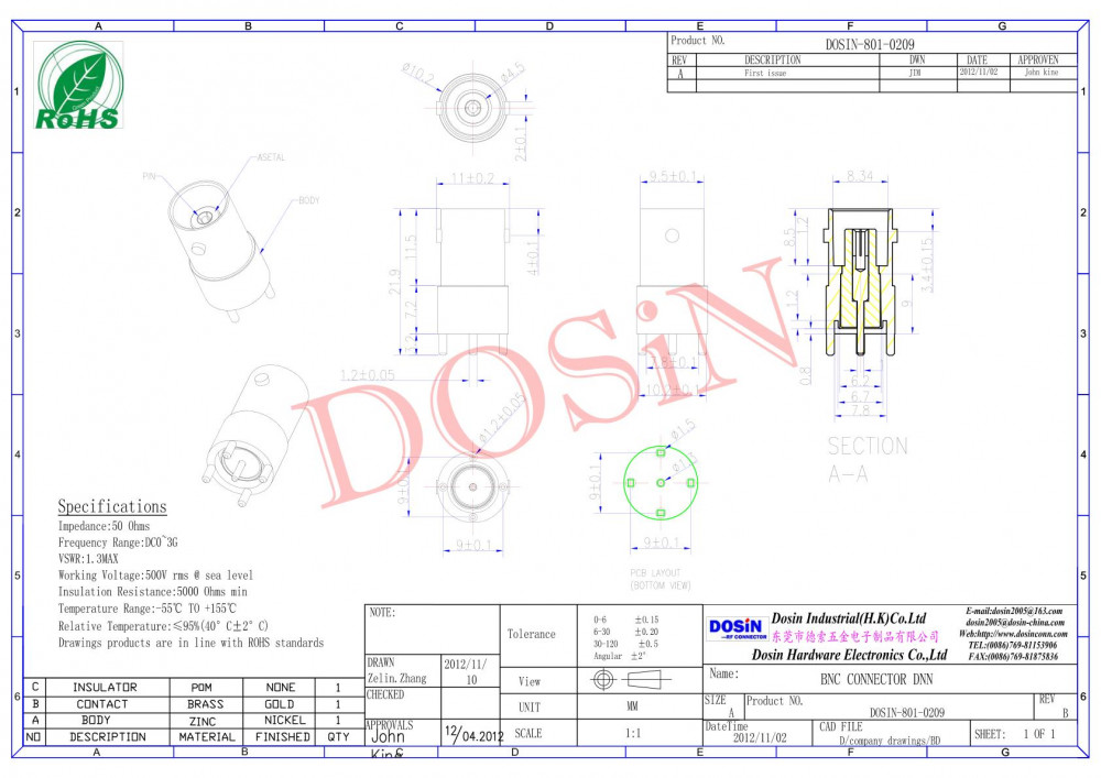 DOSIN-801-0209 technical document page