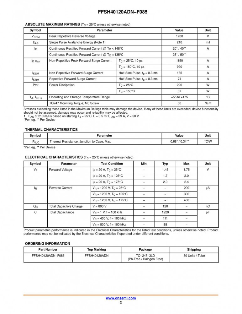 FFSH40120ADN-F085 datasheet image 2