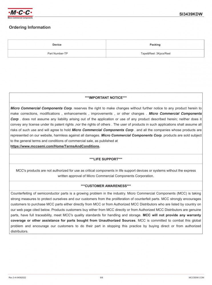 SI3439KDW-TP datasheet page 6