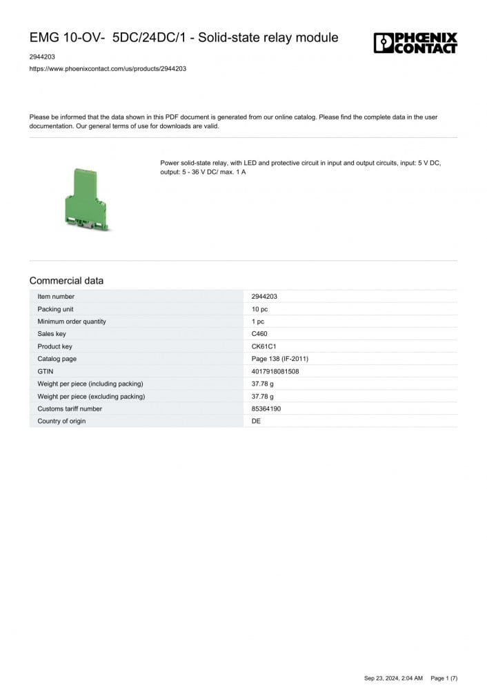 2944203 technical document page 1