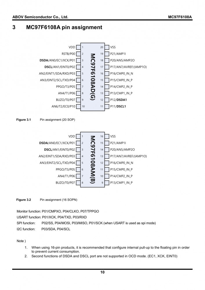 MC97F6108ADBN datasheet page 10