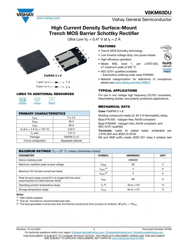 V8KM60DU technical document page 1