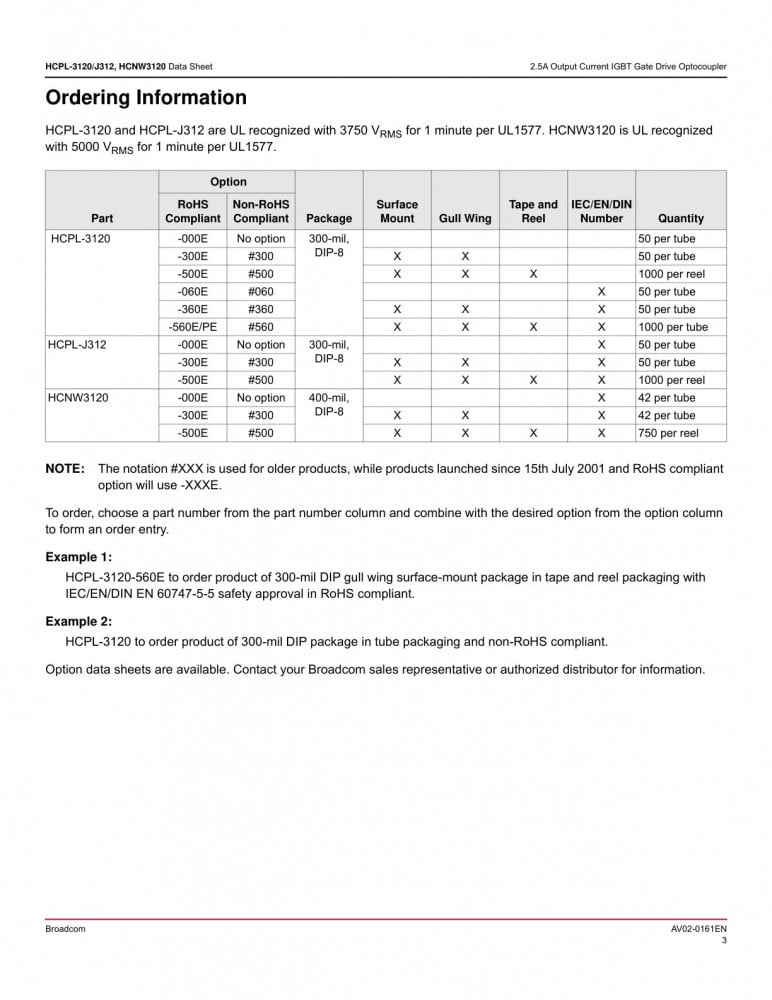 HCNW3120 datasheet page 3