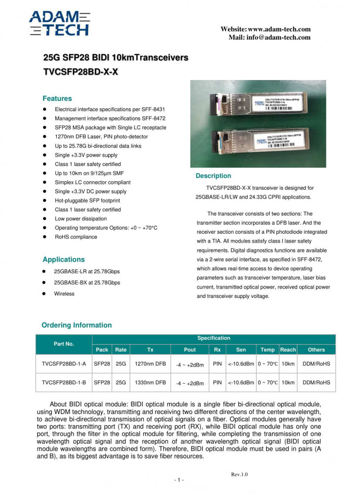 TVCSFP28BD-X-X datasheet page 1