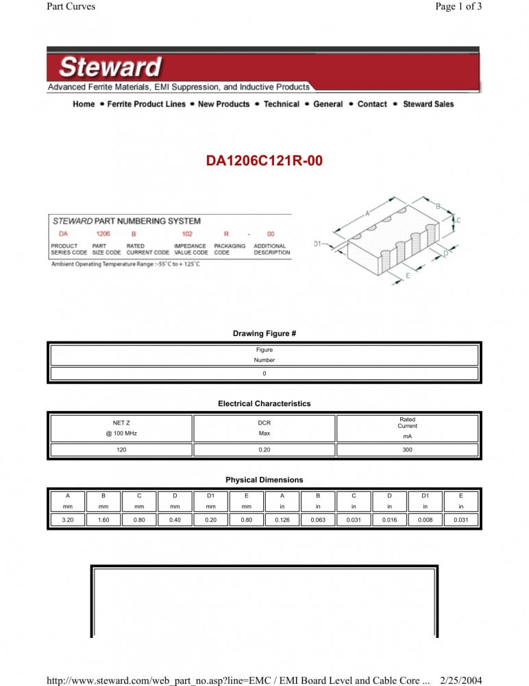 DA1206C121R-00 technical document page 1