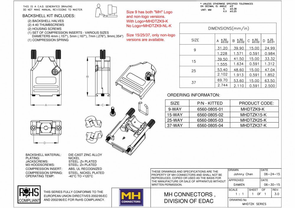 MHDTZK9-K and MHDTZK series technical drawing
