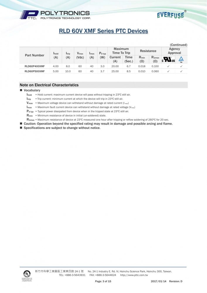 RLD 60V XMF datasheet page 3