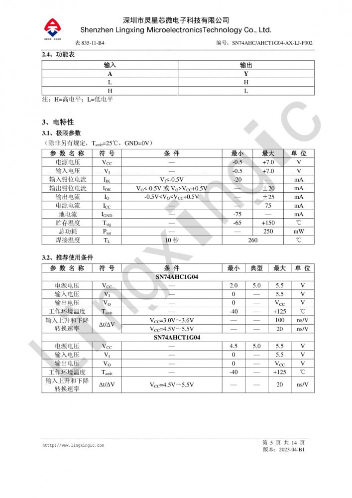 SN74AHC1G04DB(LX) datasheet page 5