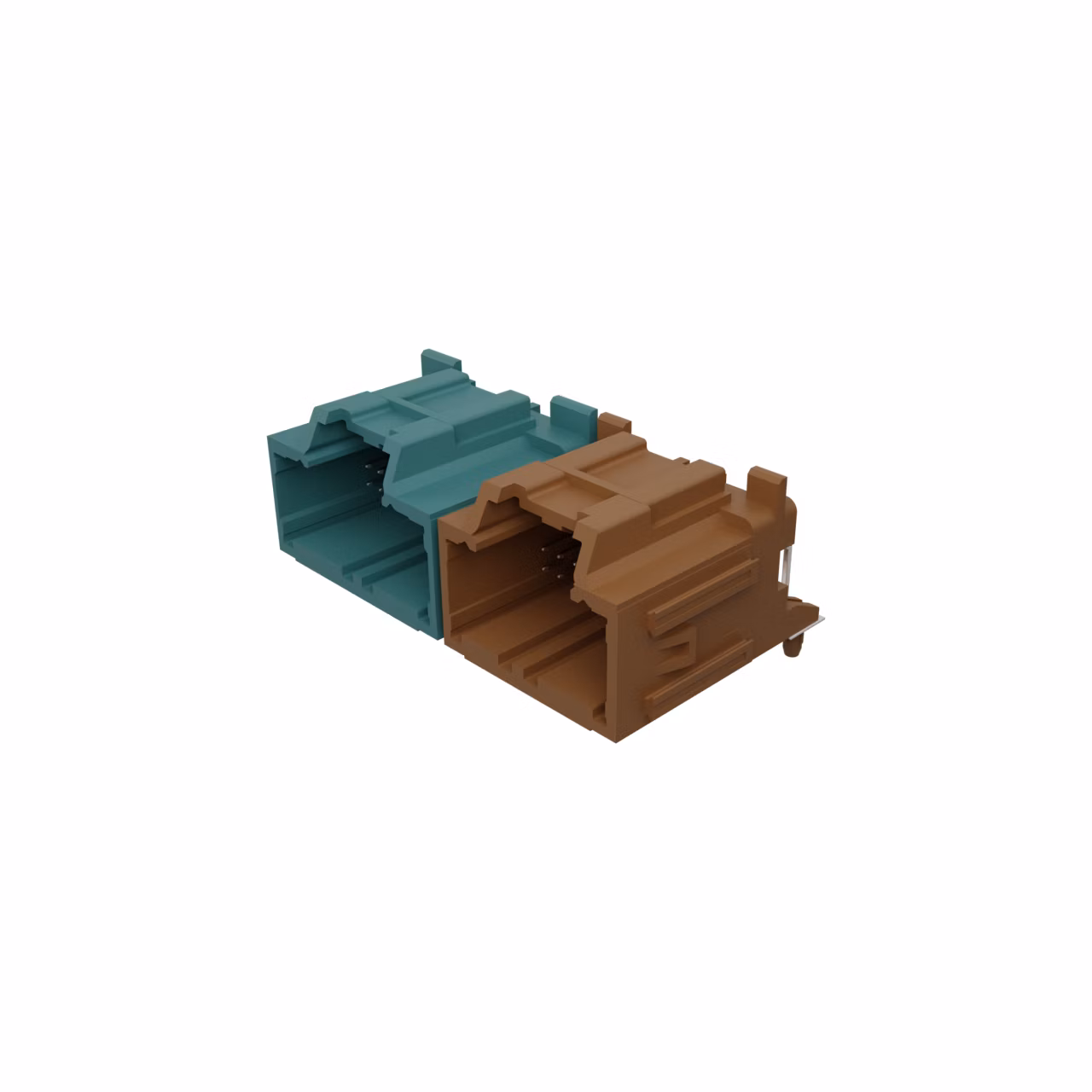 Stac64 2 Bay Right-Angle Headers, 36 Circuits, Bay A 20 Circuit Signal Header, Polarization D, Green; Bay B 16 Circuit Signal Header, Polarization C, Brown; Tray for sale