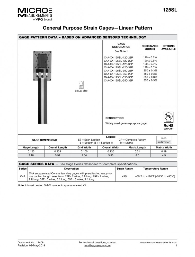 Strain gage technical document, page 1