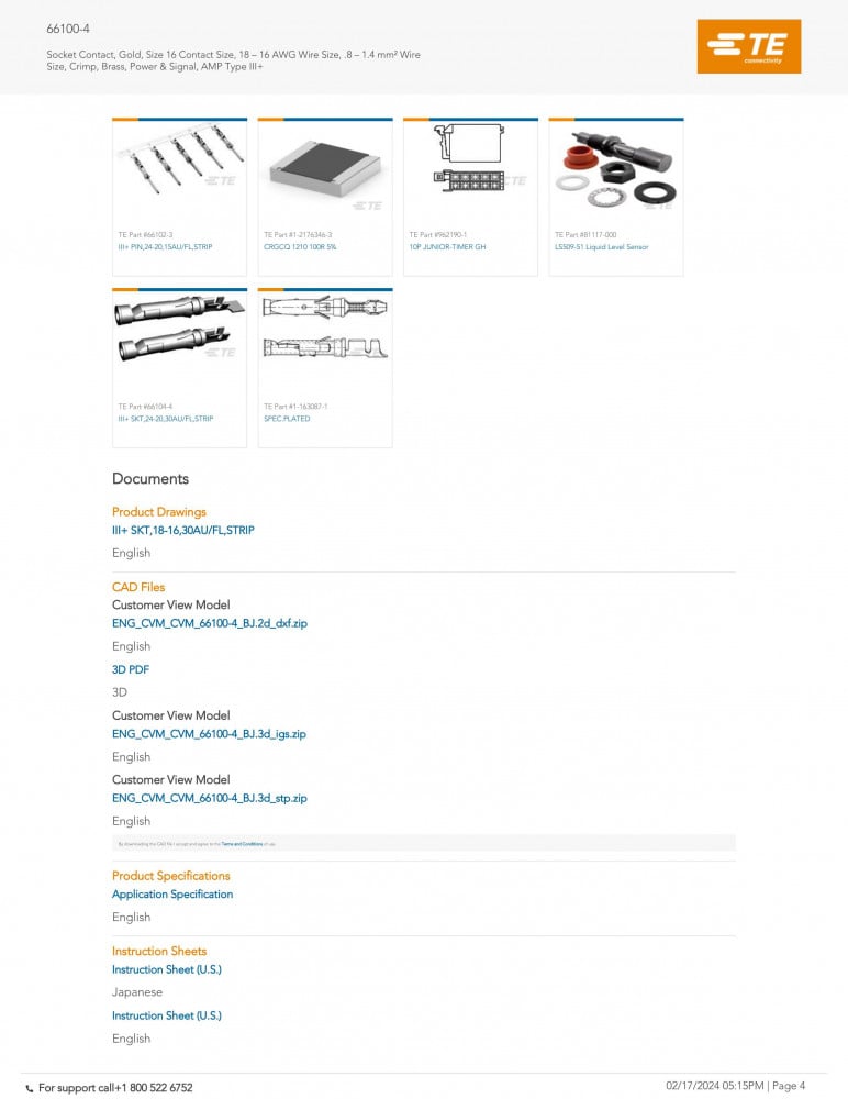 TE Connectivity 66100-4 technical document page 4