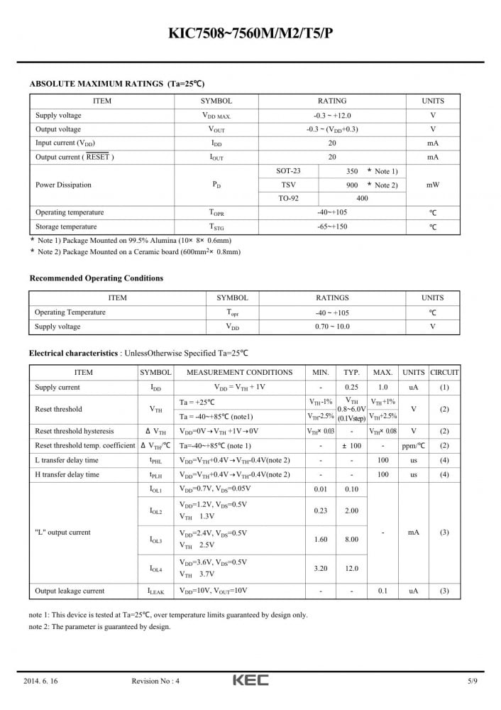 KEC KIC75 series datasheet page 5