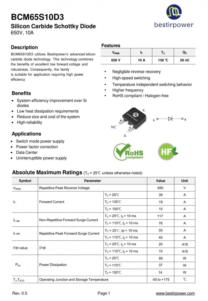 BCM65S10D3 datasheet page 1