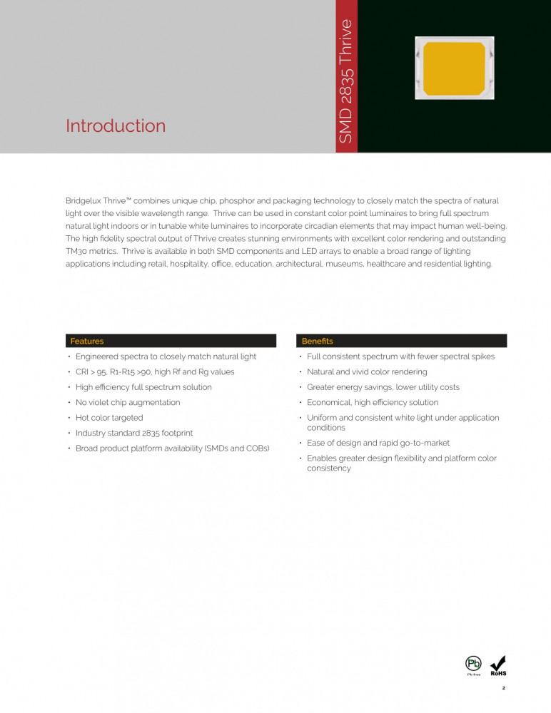 Bridgelux Thrive datasheet page 2