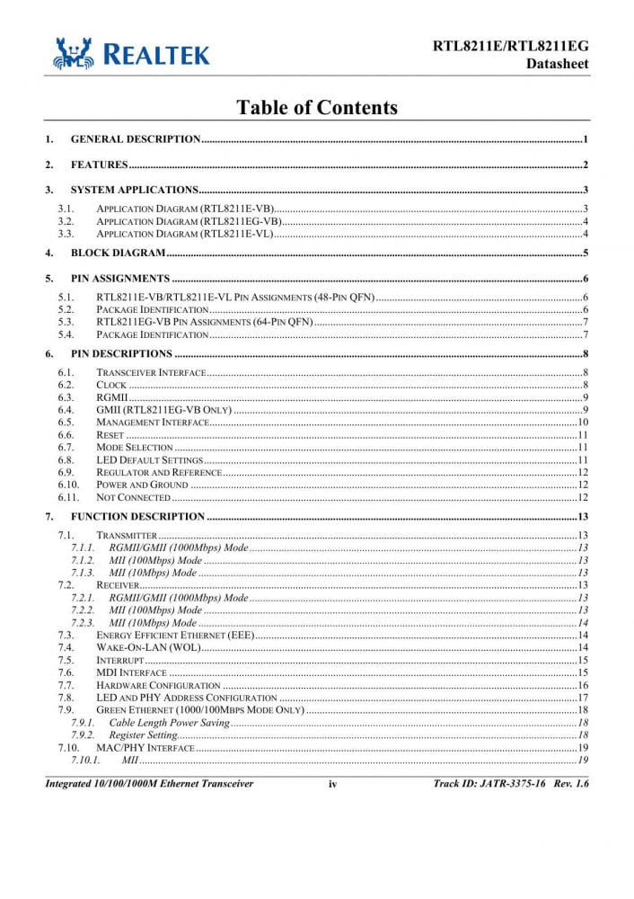 RTL8211E datasheet page 4
