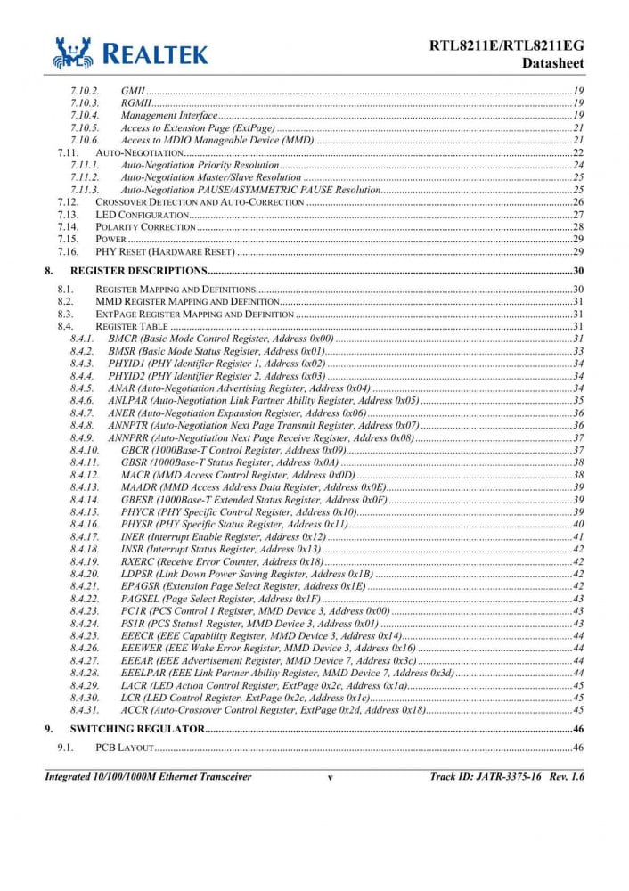 RTL8211E datasheet page 5