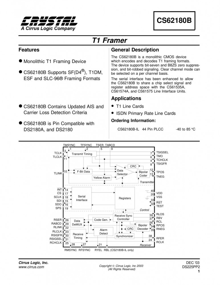 CS62180B-IL/C datasheet page 1