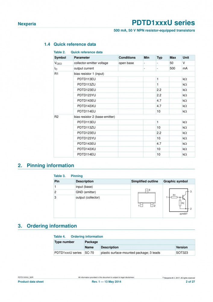 PDTD143XUF datasheet page 2