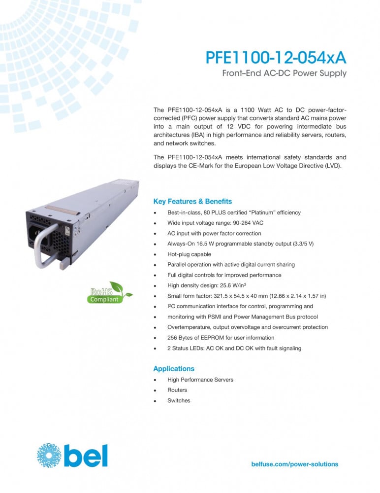 PFE1100-12-054NA datasheet page 1