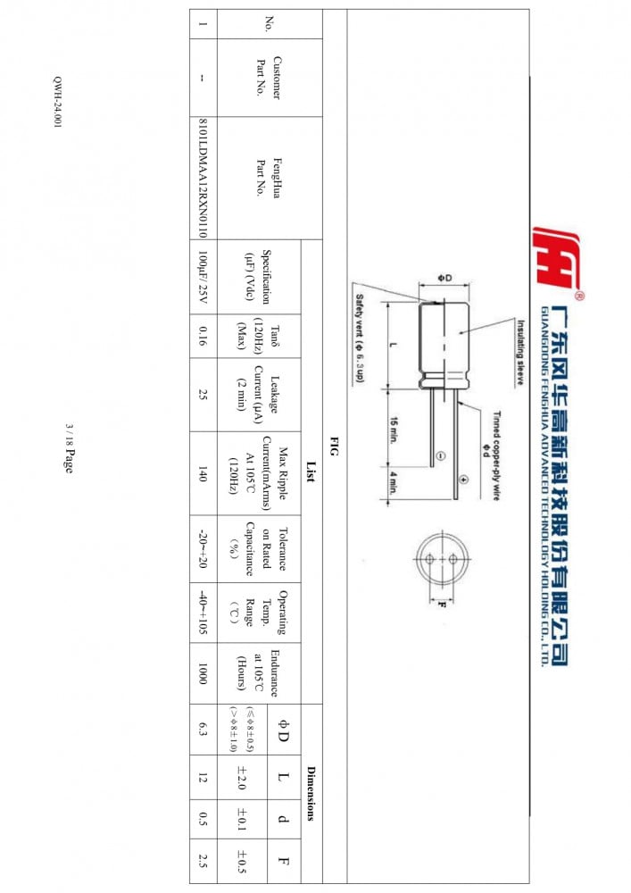 FH product specification page 3