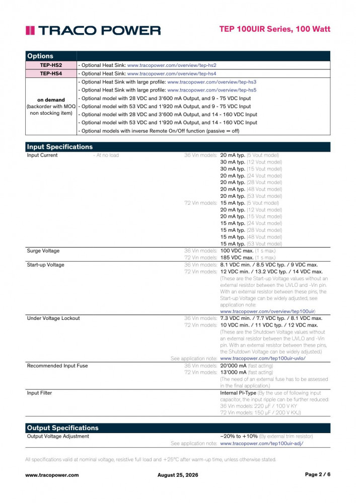 TEP 100UIR datasheet page 2