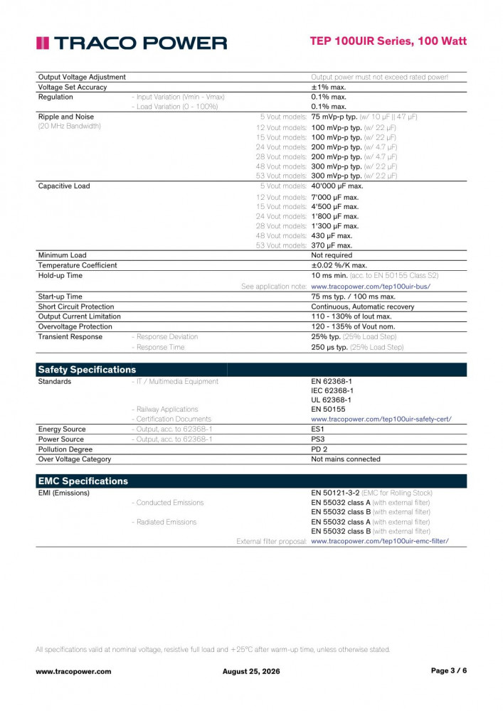 TEP 100UIR datasheet page 3