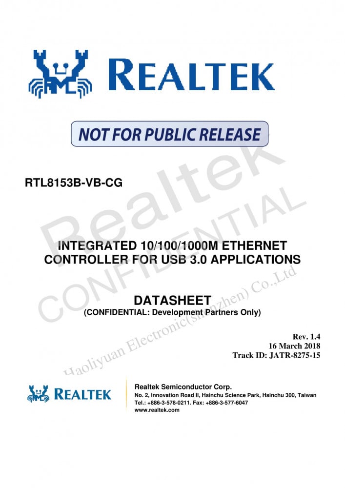 RTL8153B-VB-CG datasheet page 1