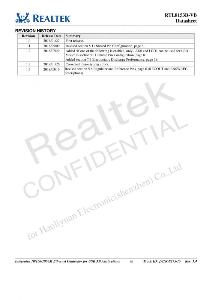 RTL8153B-VB-CG datasheet page 3