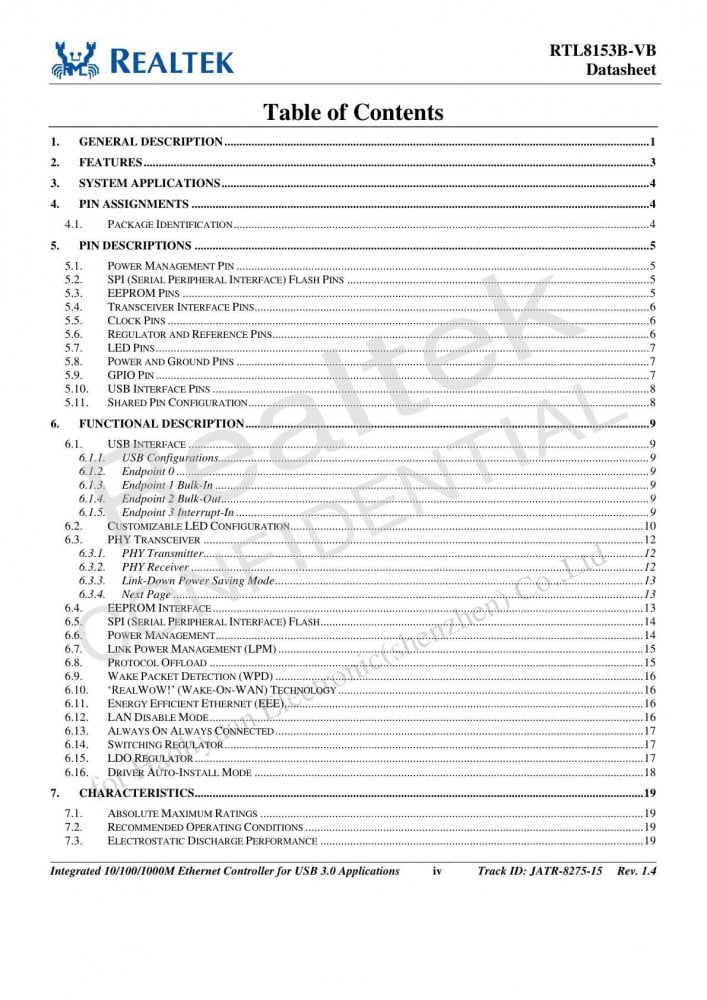 RTL8153B-VB-CG datasheet page 4