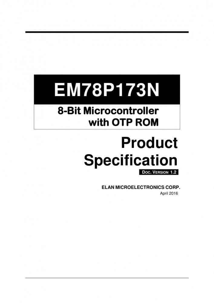 EM78P173N datasheet page 1