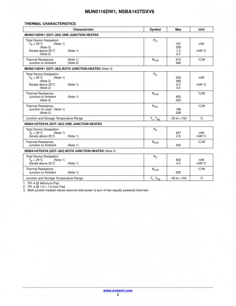 NSBA143TDXV6T5G technical document page 2