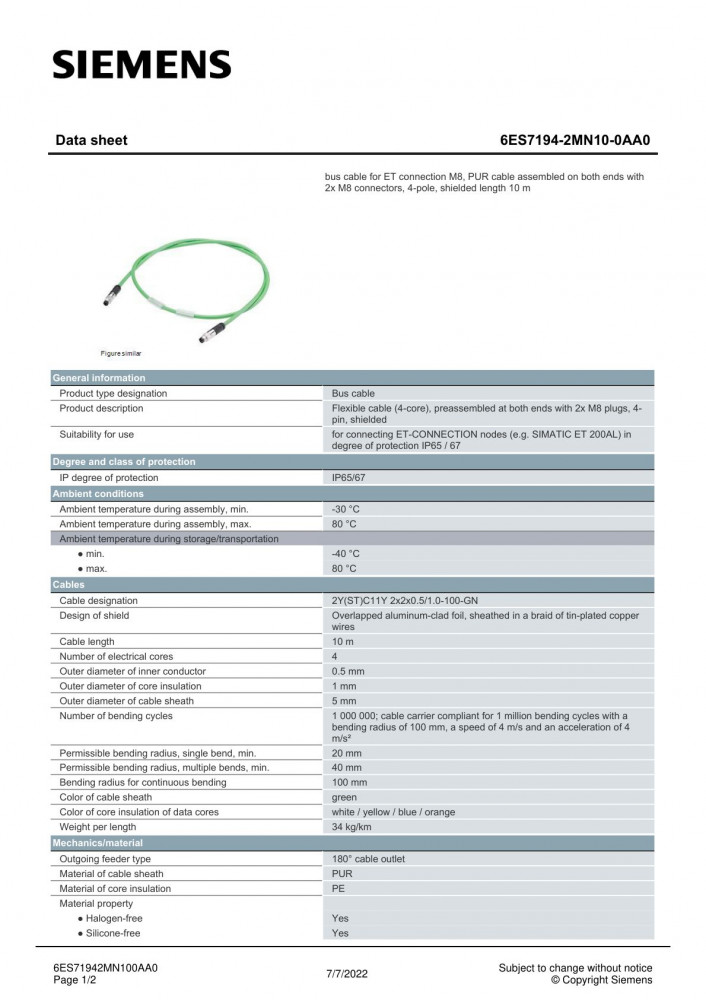 6ES71942MN100AA0 datasheet page 1