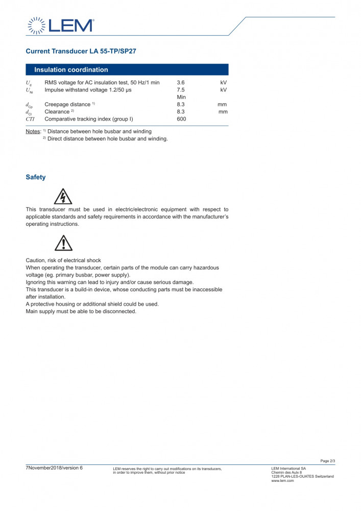 LA 55-TP/SP27 datasheet page 2