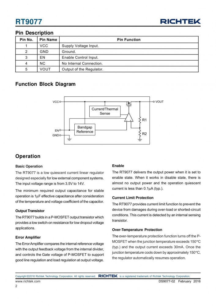 RT9077 datasheet page 2